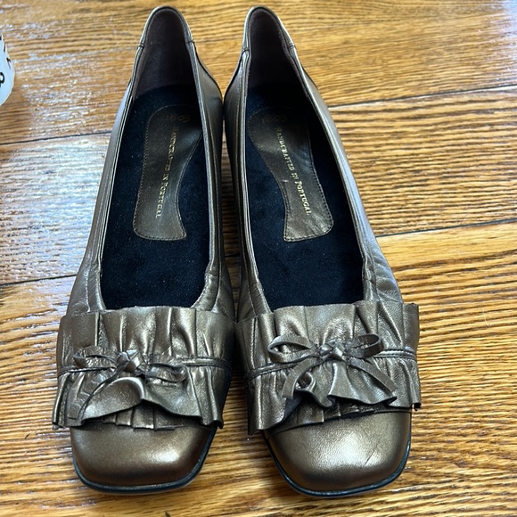 1803 | Shoes | 83 Bronze Color Slip On Shoes Ruffle Detailtoe Box 1 ...